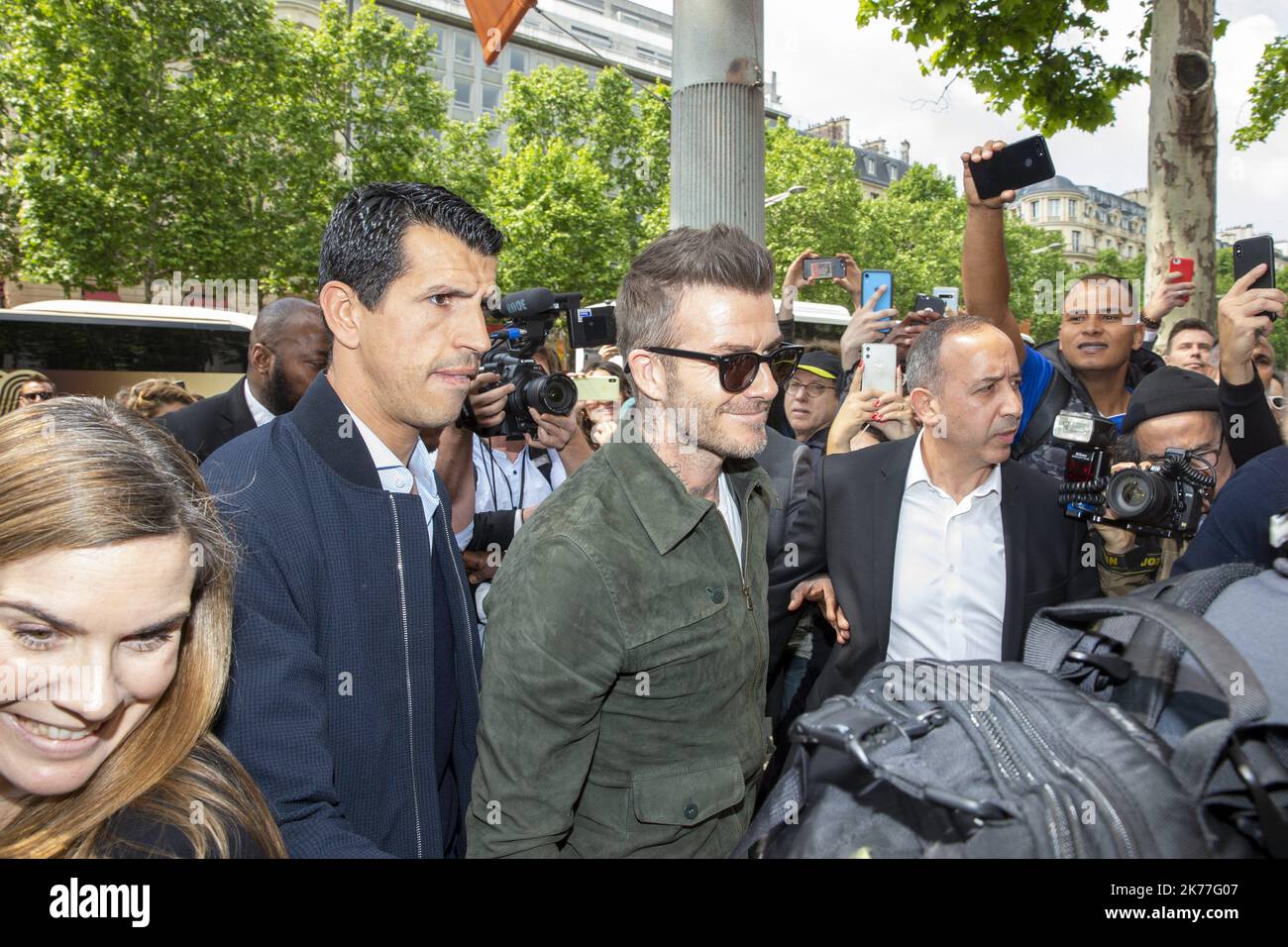 David Beckham arrives at Galeries Lafayette on the Champs Elysee in ...