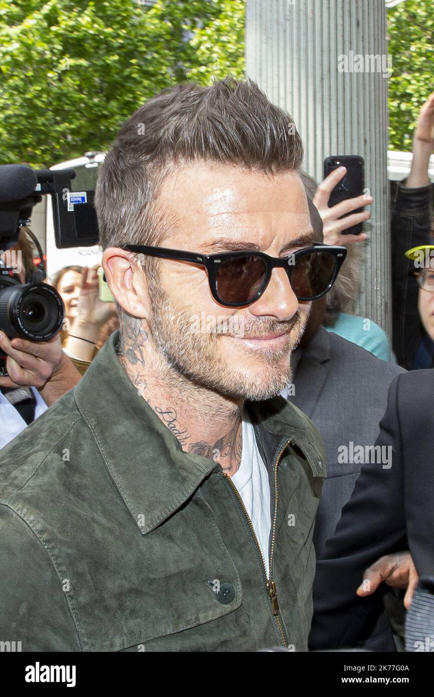 David Beckham arrives at Galeries Lafayette on the Champs Elysee in ...