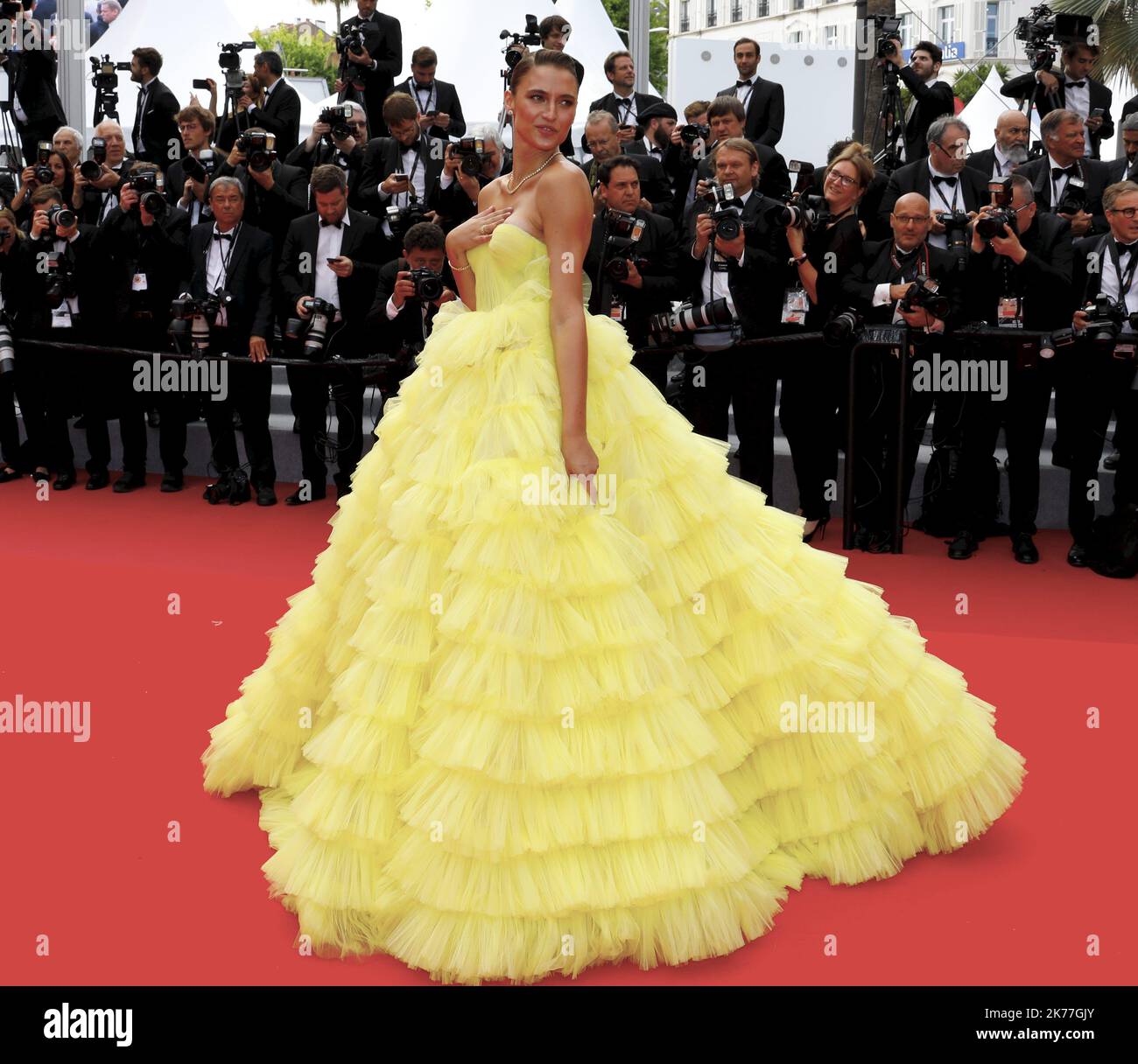 Brazilian model Fernanda Liz poses as she arrives for the screening of ...