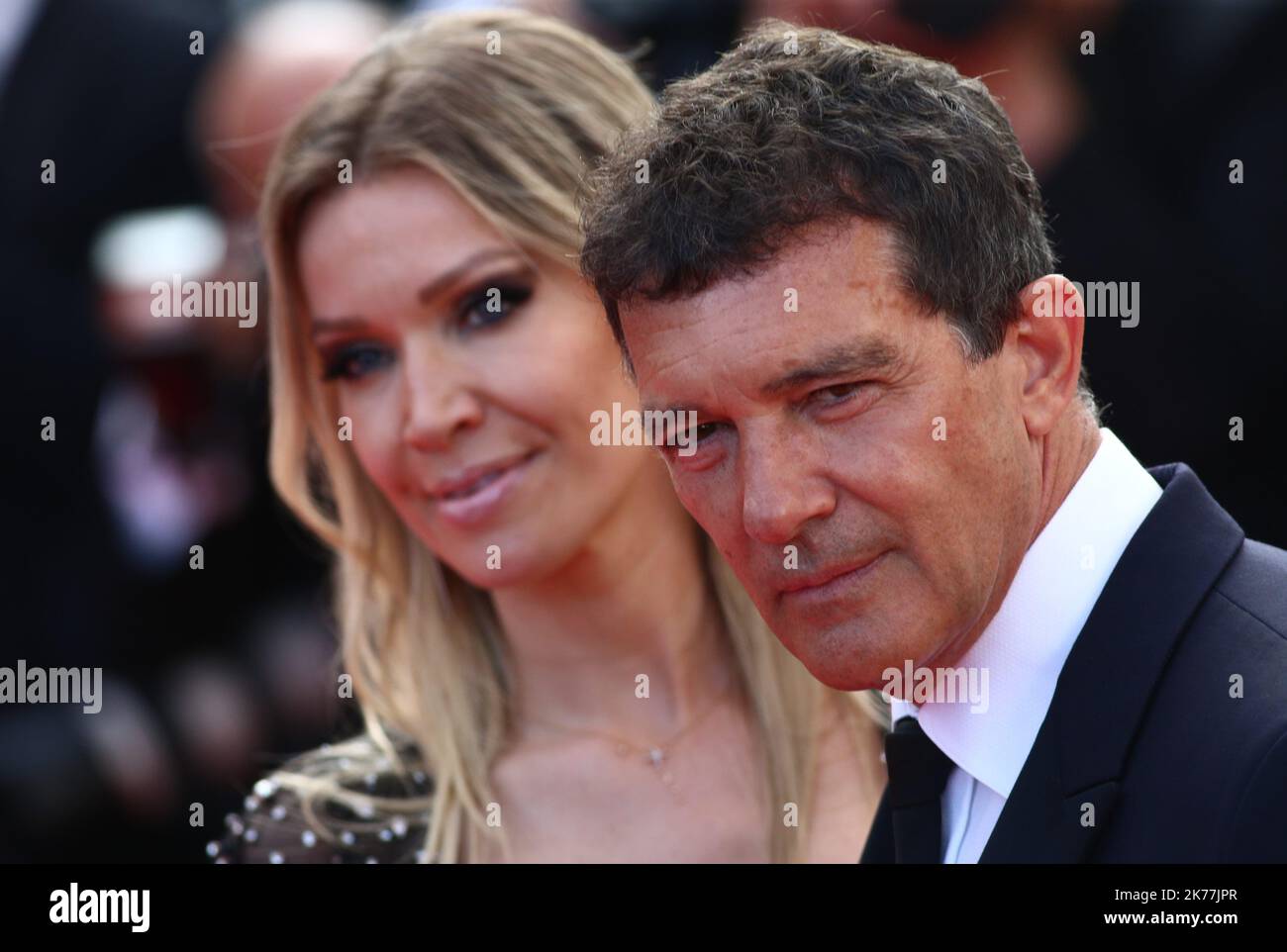 Spanish actor Antonio Banderas and his partner Nicole Kimpel attending ...