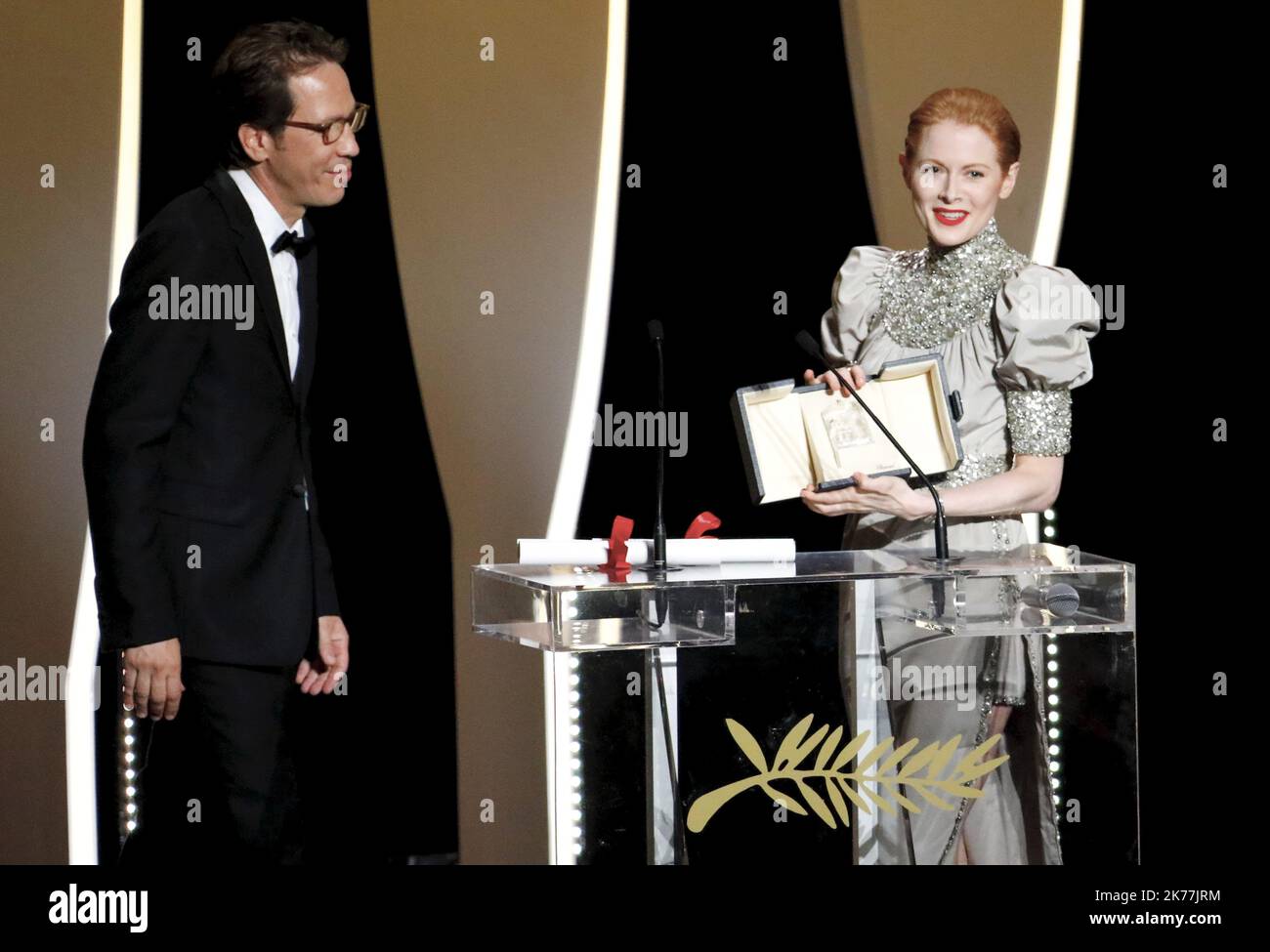 British actress Emily Beecham on stage after she won the Best Actress ...