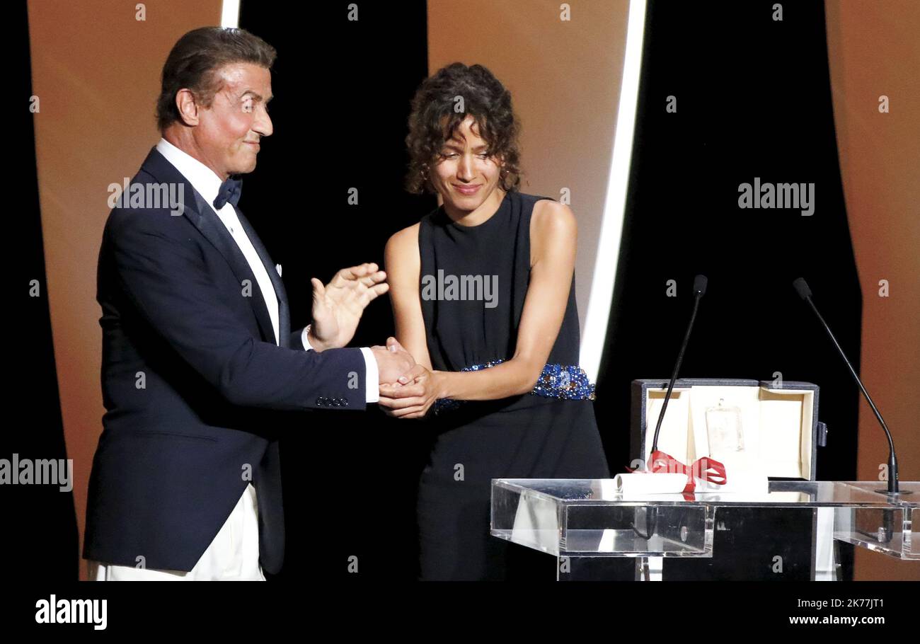 French Director Mati Diop (R) accepts the Grand Prize of the Festival ...