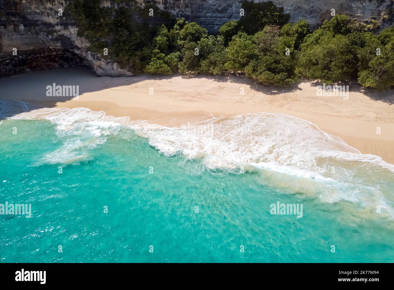 Nusa Penida Island, Kelingking Beach. Top view aerial view of a sandy ...