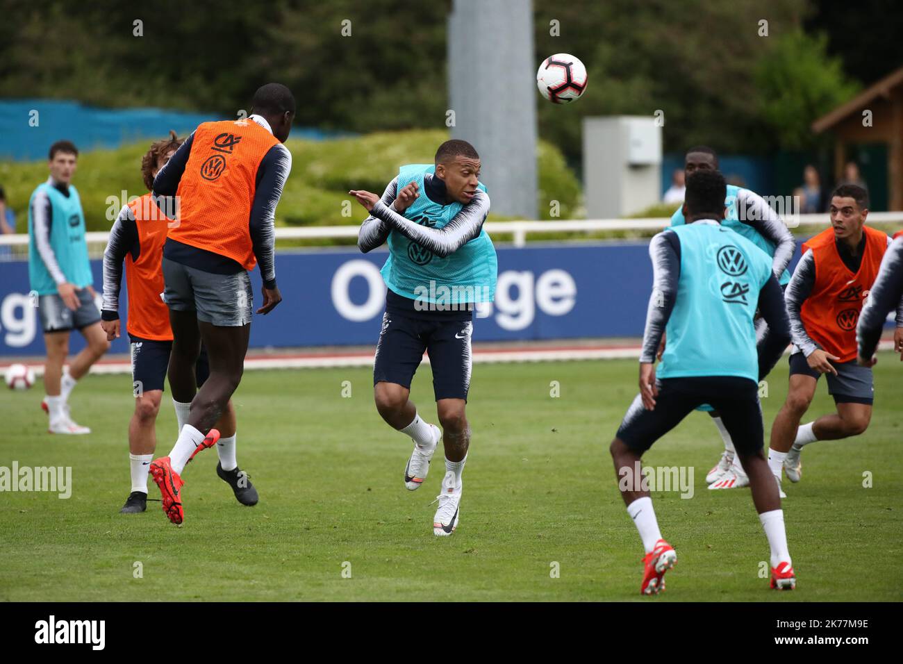 KYLIAN MBAPPE Training France's soccer team in Clairefontaine, the ...