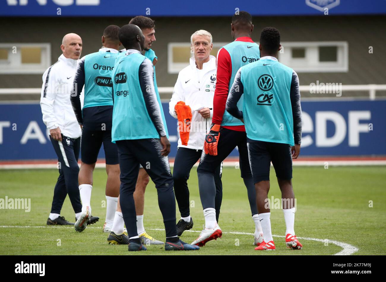 DIDIER DESCHAMPS Training France's soccer team in Clairefontaine, the ...