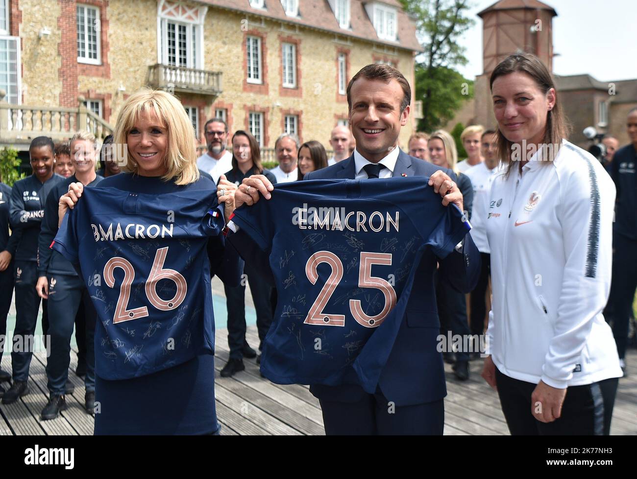 French President Emmanuel Macron, French first lady Brigitte Macron and ...