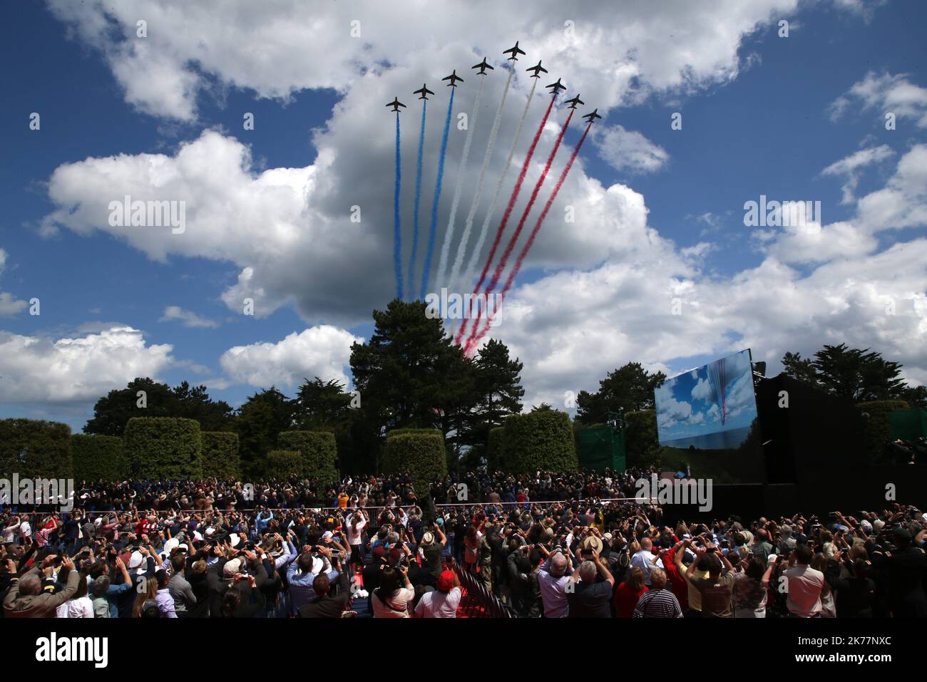Dornier Alpha Jets of Patrouille de France fly over Normandy American ...