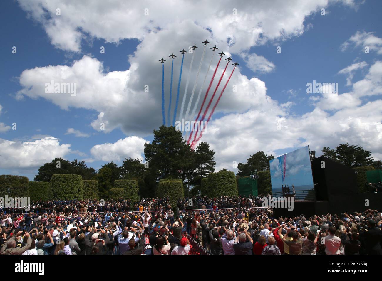 Dornier Alpha Jets of Patrouille de France fly over Normandy American ...
