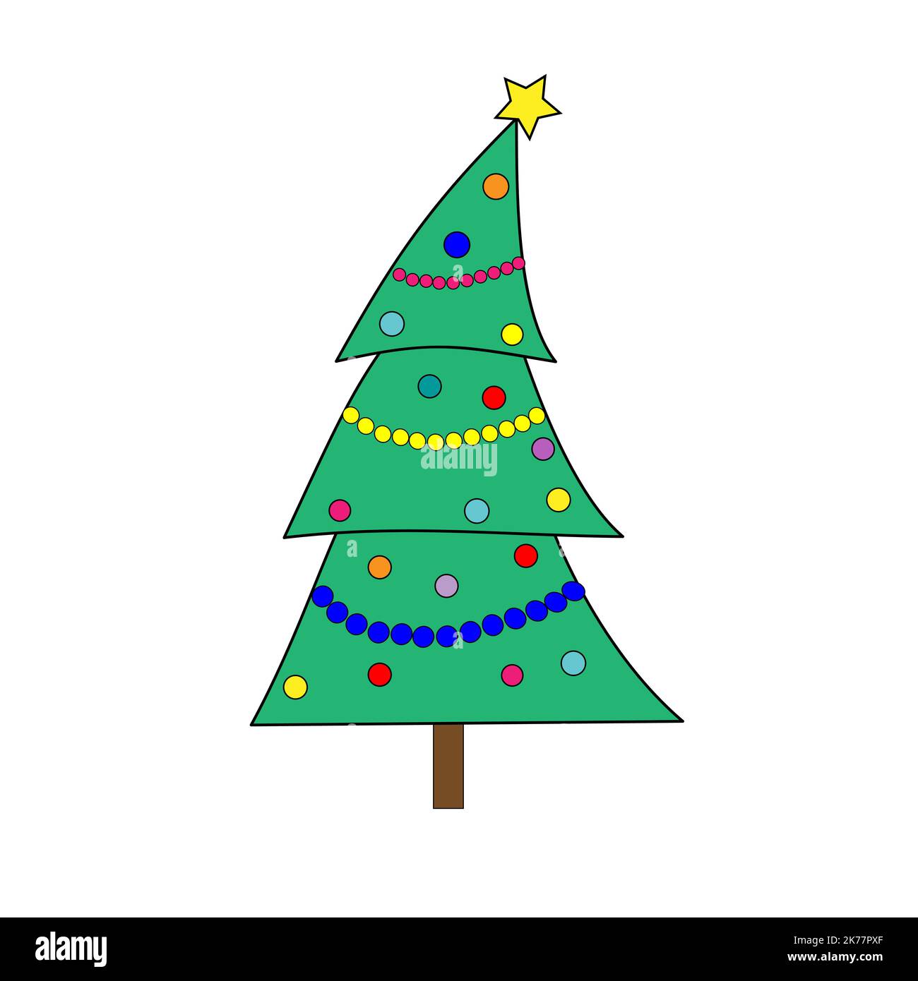 Green Christmas tree with garland. Symbol of the year Stock Vector ...