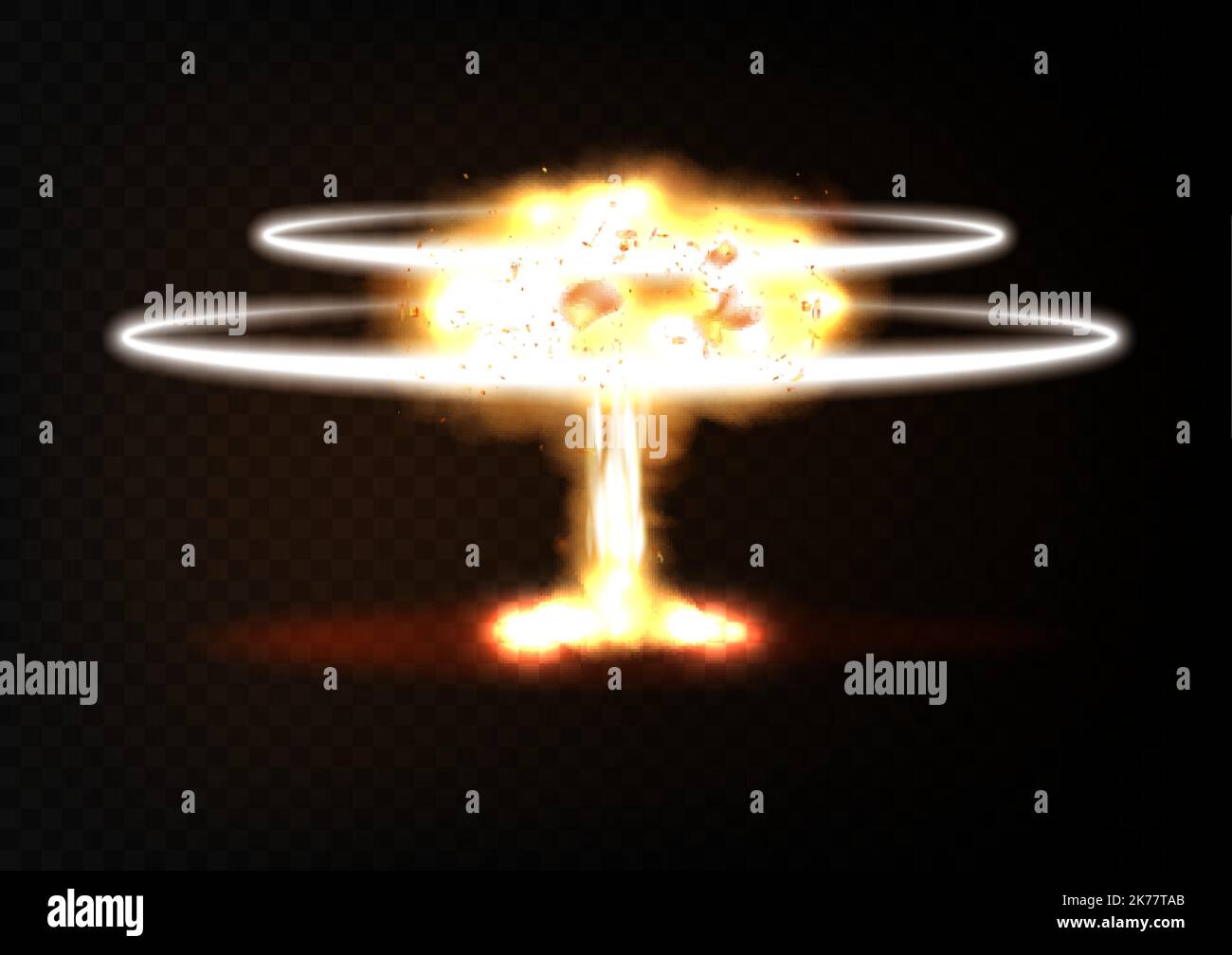 Nuclear explosion rising orange fireball of atomic mushroom cloud Stock ...
