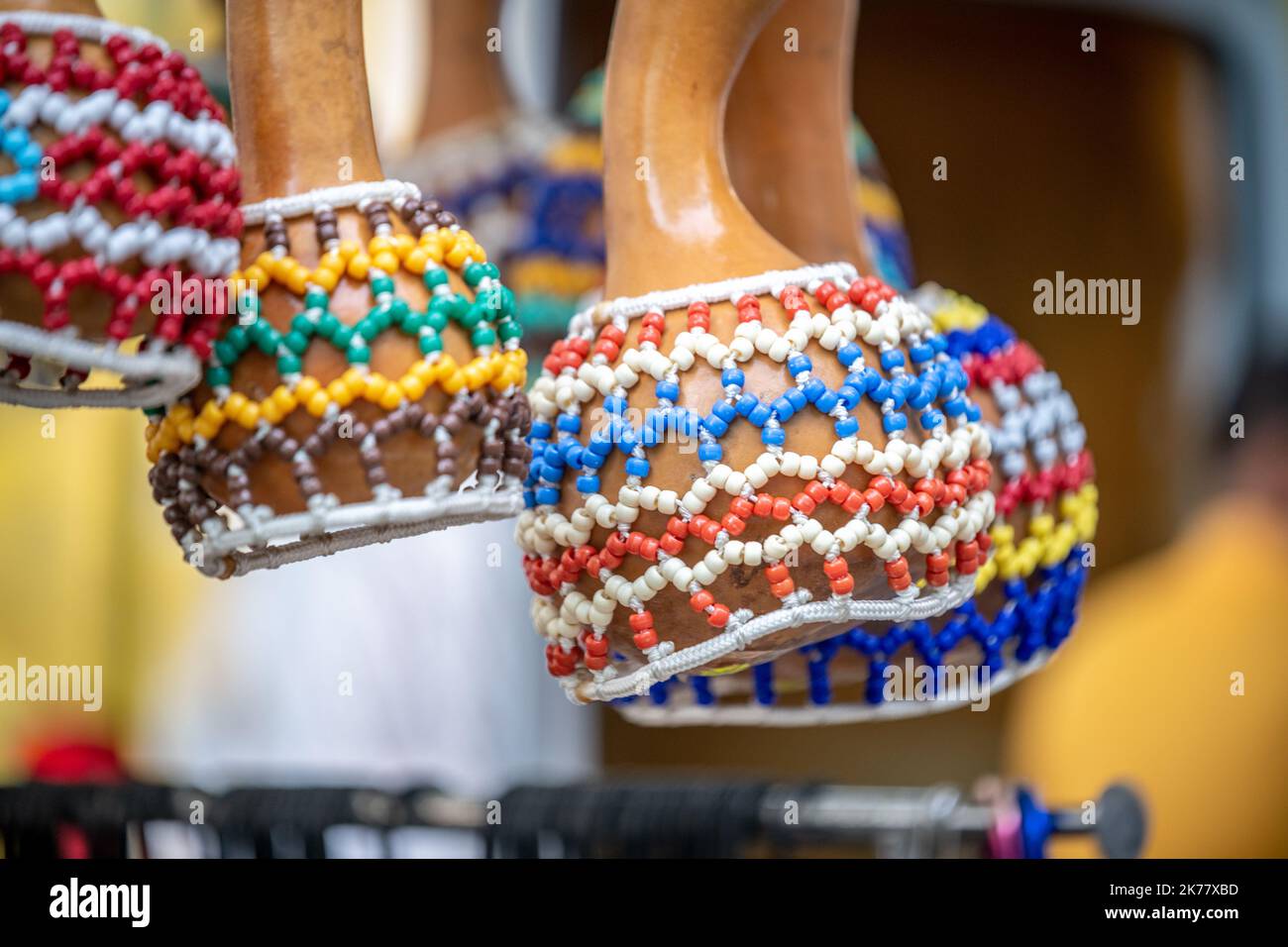 Shaker instruments made from gords Stock Photo - Alamy