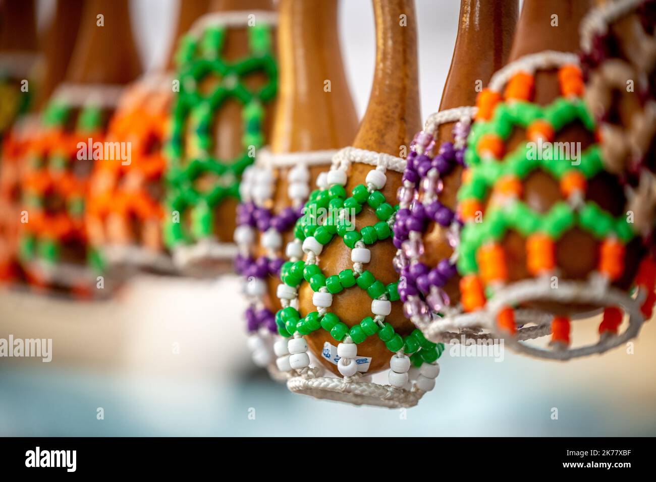 Shaker instruments made from gords Stock Photo - Alamy