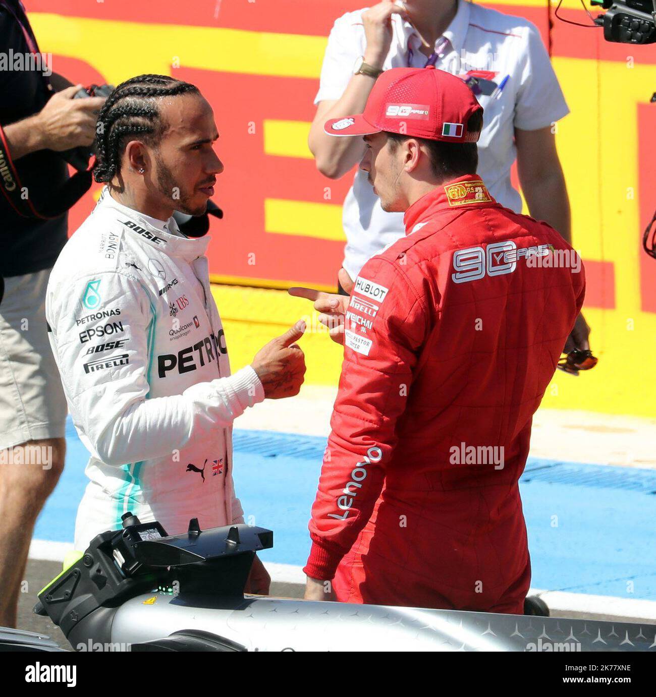 Lewis Hamilton and Charles Leclerc Stock Photo - Alamy