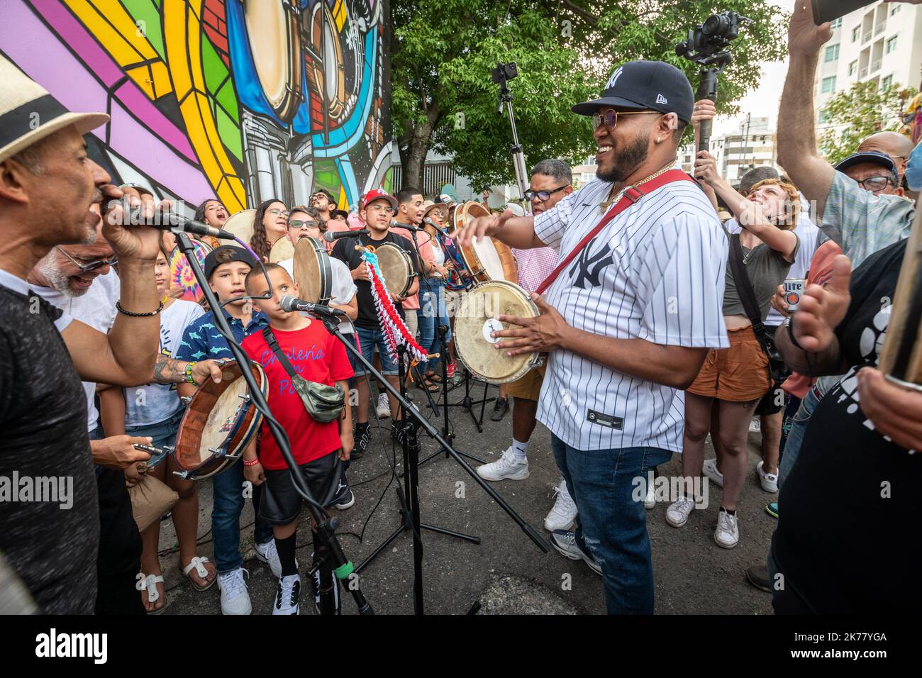 Bomba and Plena musicians performing at Tito Matos Festival Stock Photo ...
