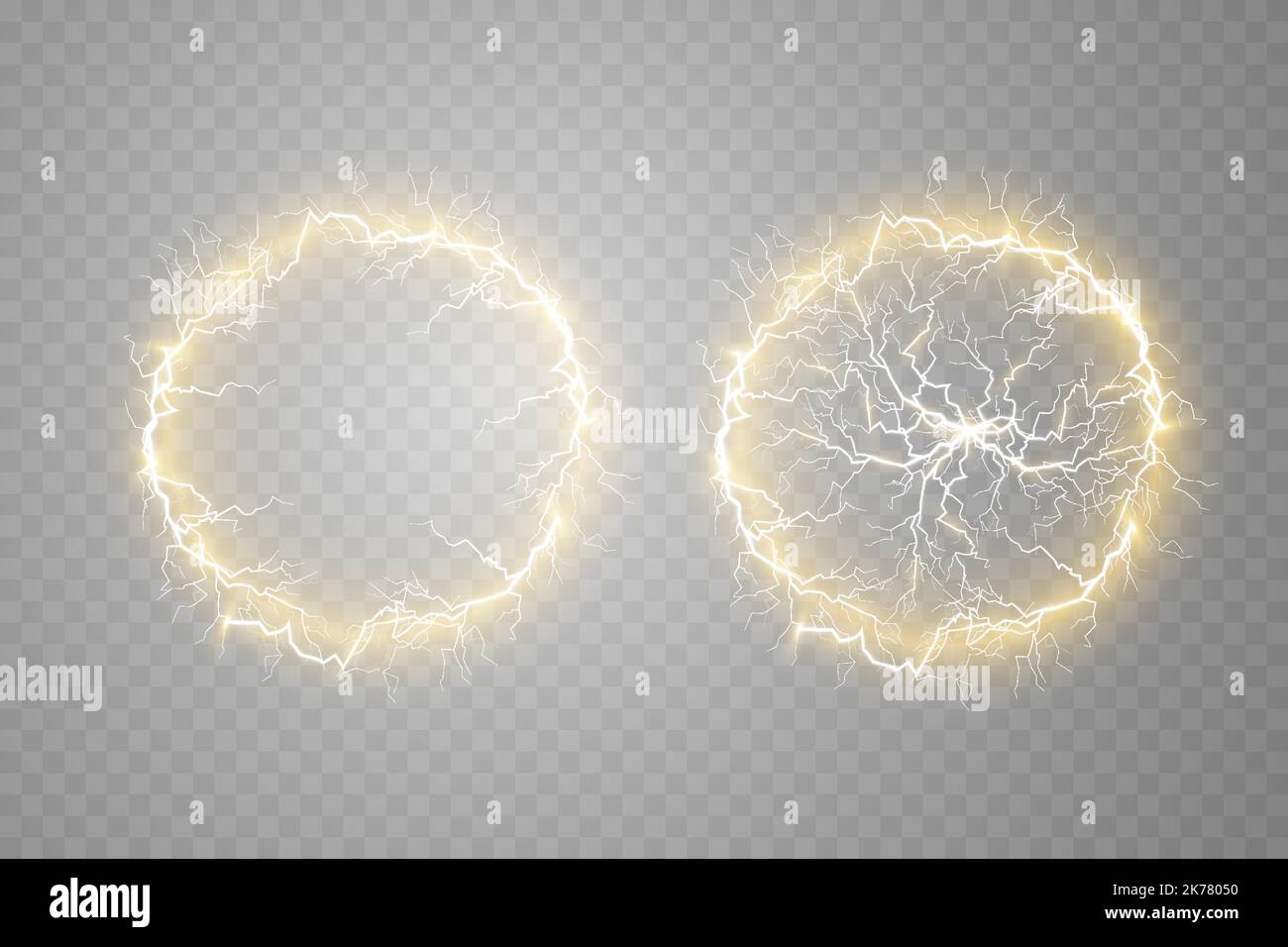 Ball lightning on a transparent background. Vector illustration ...