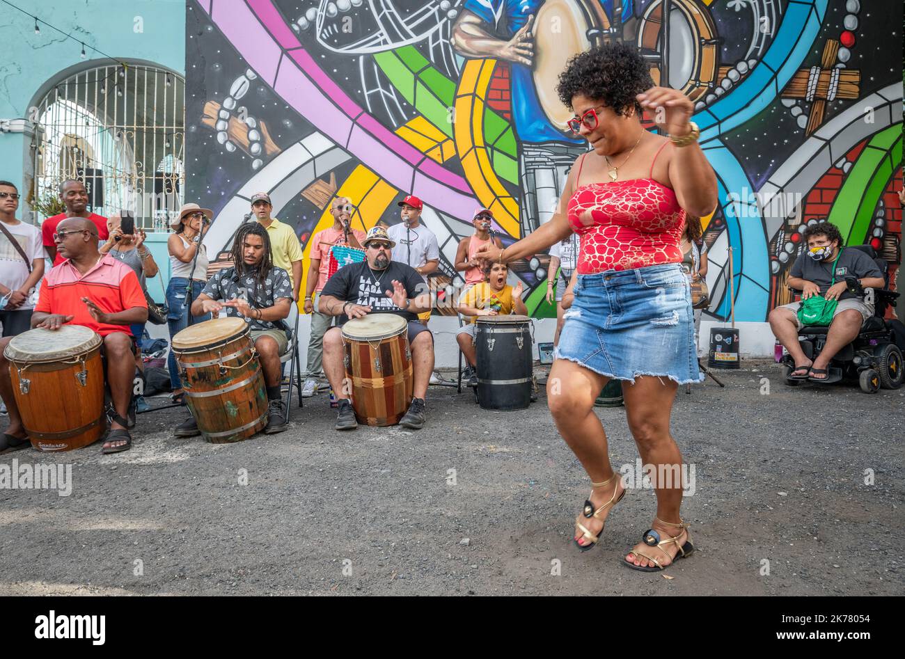 Bomba and Plena musicians performing at Tito Matos Festival Stock Photo ...