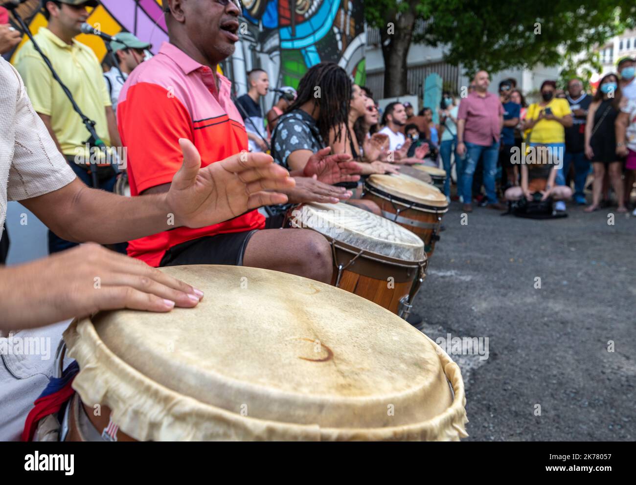 Bomba and Plena musicians performing at Tito Matos Festival Stock Photo ...