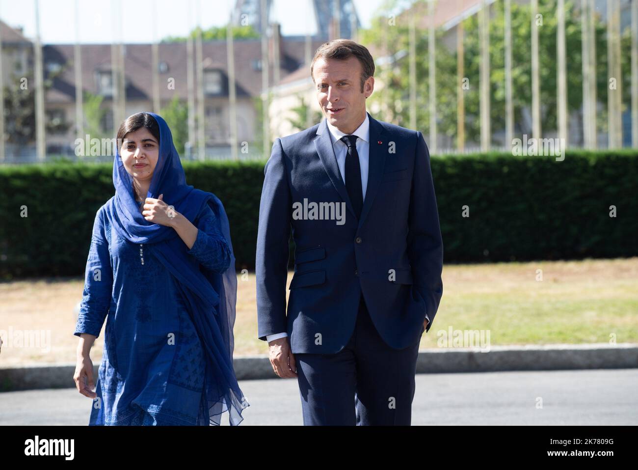 French President Emmanuel Macron arrives with Nobel Peace Prize ...