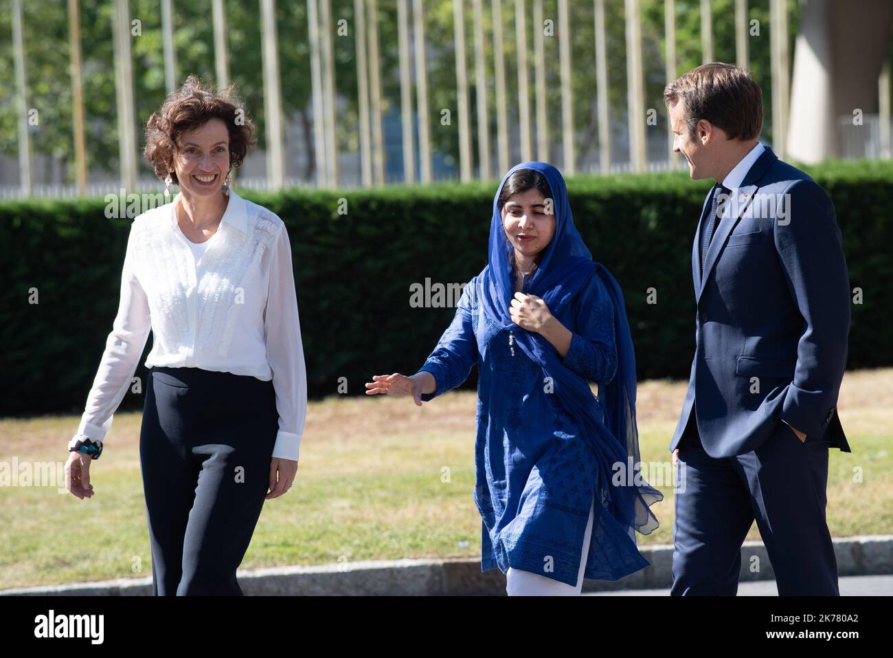 French President Emmanuel Macron arrives with Nobel Peace Prize ...