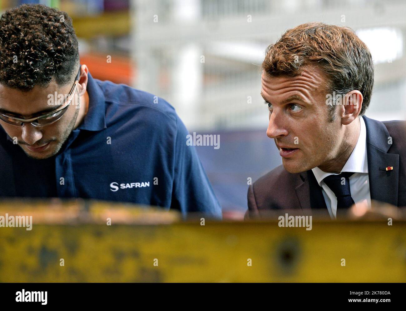 French president Emmanuel Macron visit the French aerospace engineering ...