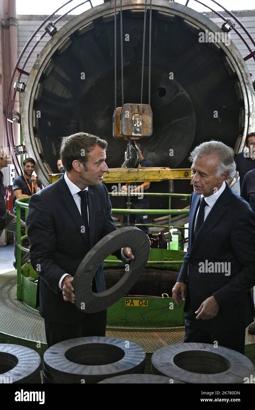 French president Emmanuel Macron visit the French aerospace engineering ...