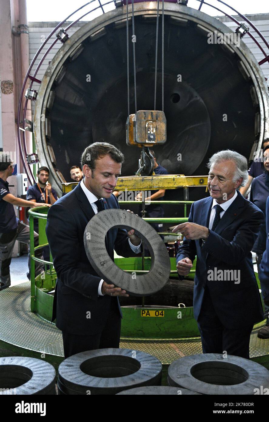 French president Emmanuel Macron visit the French aerospace engineering ...