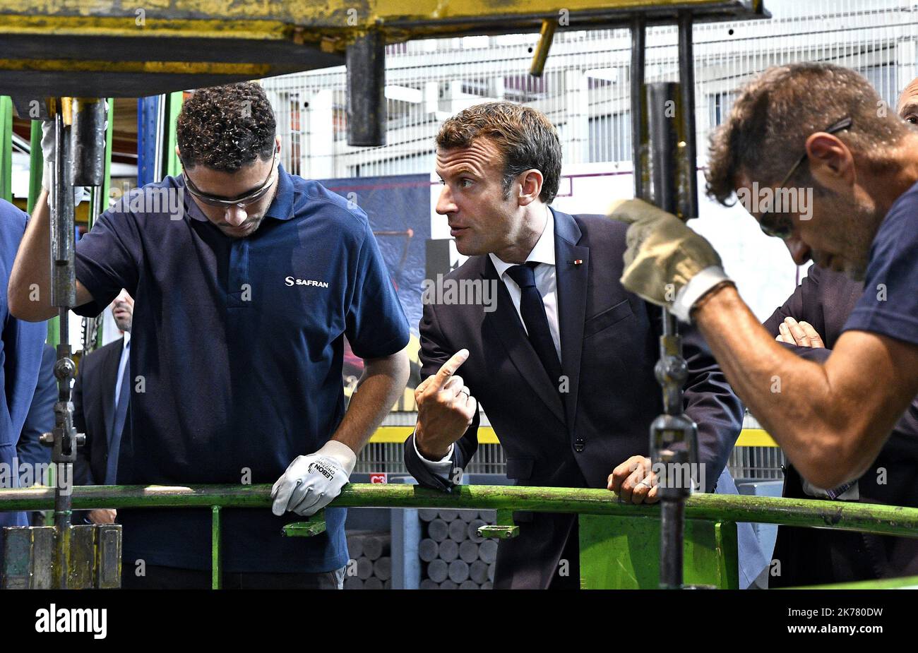 French president Emmanuel Macron visit the French aerospace engineering ...