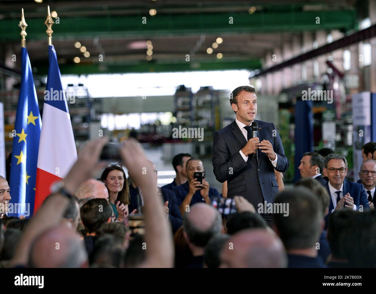 French president Emmanuel Macron visit the French aerospace engineering ...