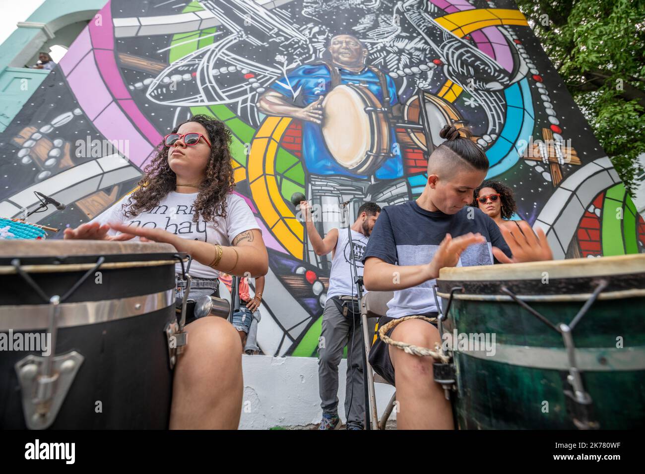 Bomba and Plena musicians performing at Tito Matos Festival Stock Photo ...