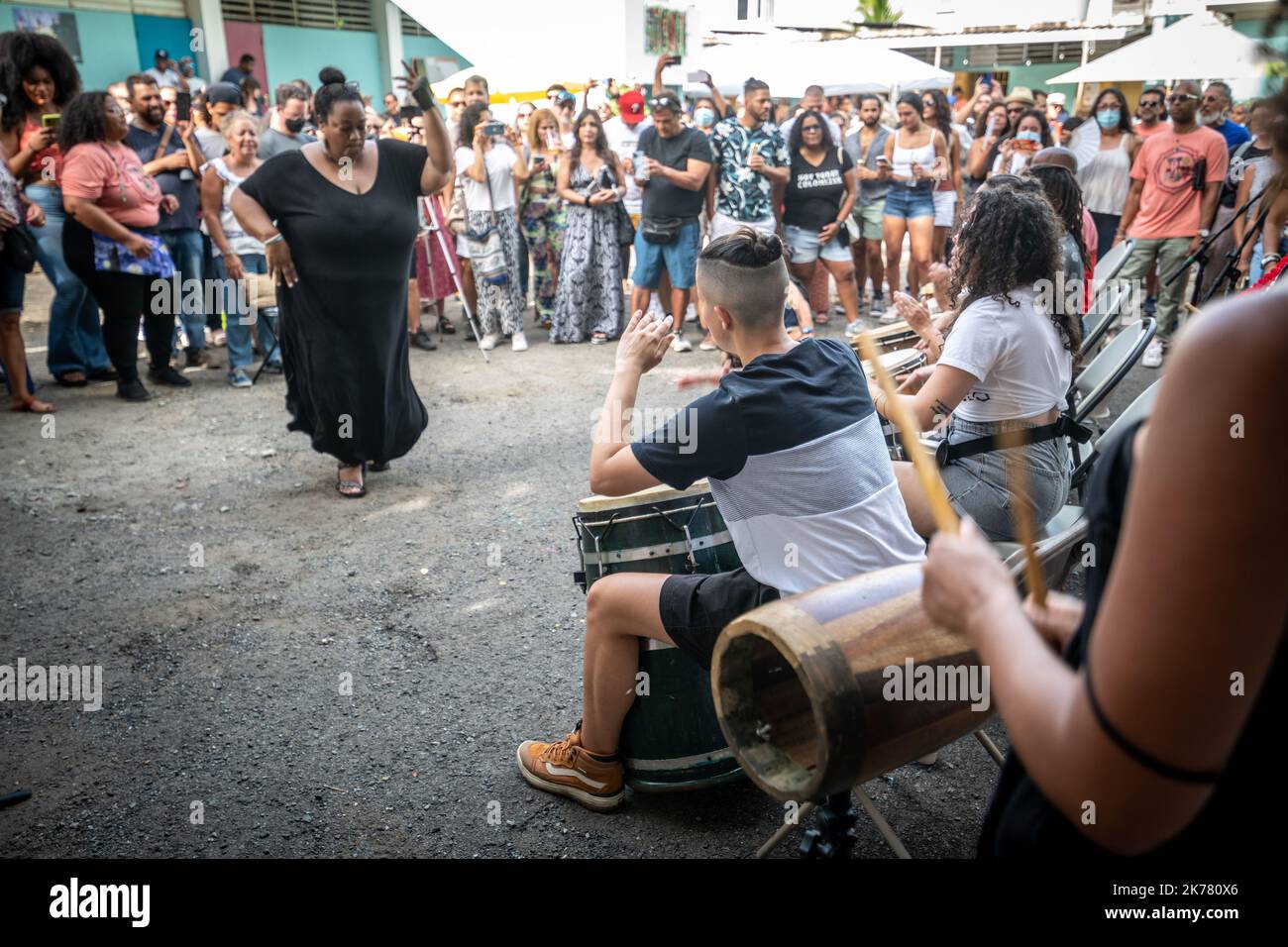 Bomba and Plena musicians performing at Tito Matos Festival Stock Photo ...