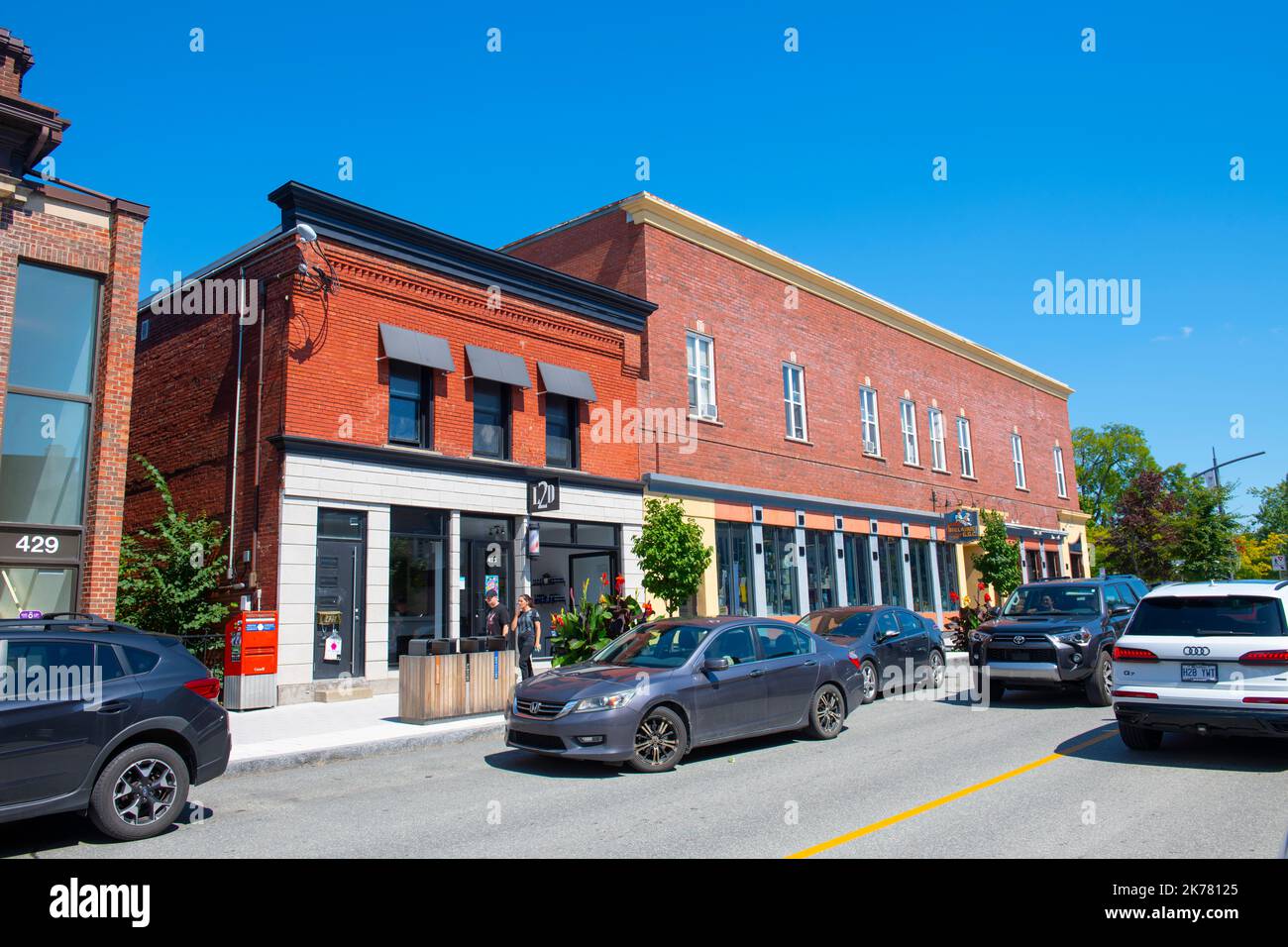 Historic commercial buildings on Rue Principale O Street in downtown ...