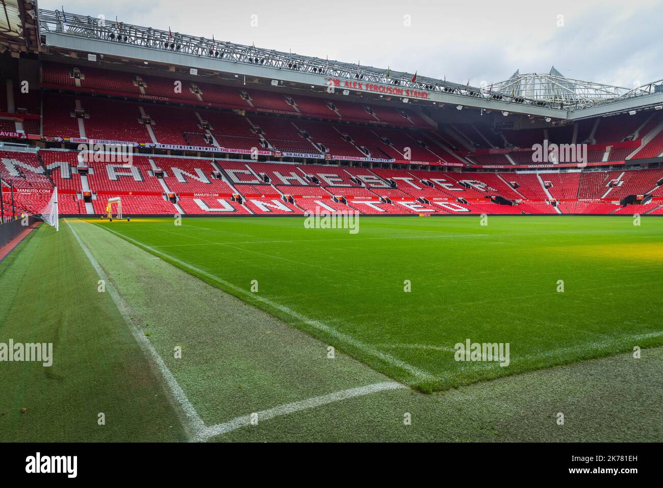The pitch at Manchester United's Old Trafford stadium Stock Photo - Alamy