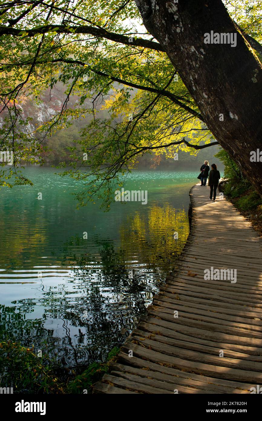Adorable walking path by the charming lake and untouched nature Stock ...