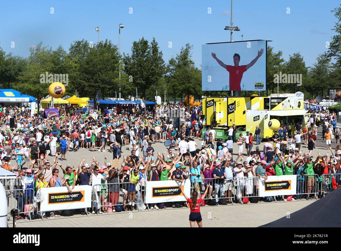Start Area, village depart Â© Pierre Teyssot / Maxppp Stock Photo - Alamy