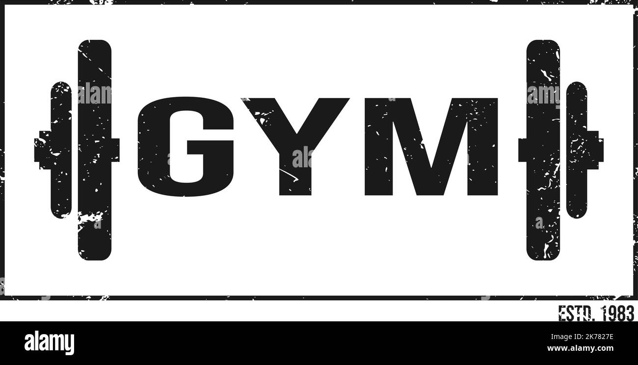 Gym sign with dumbbell. Gym sign with dumbbell on white background ...
