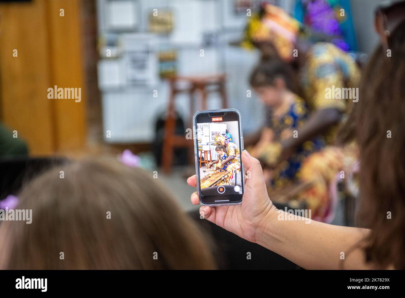 Smartphone recording Balafon musical demonstration held at Jean Lafitte ...