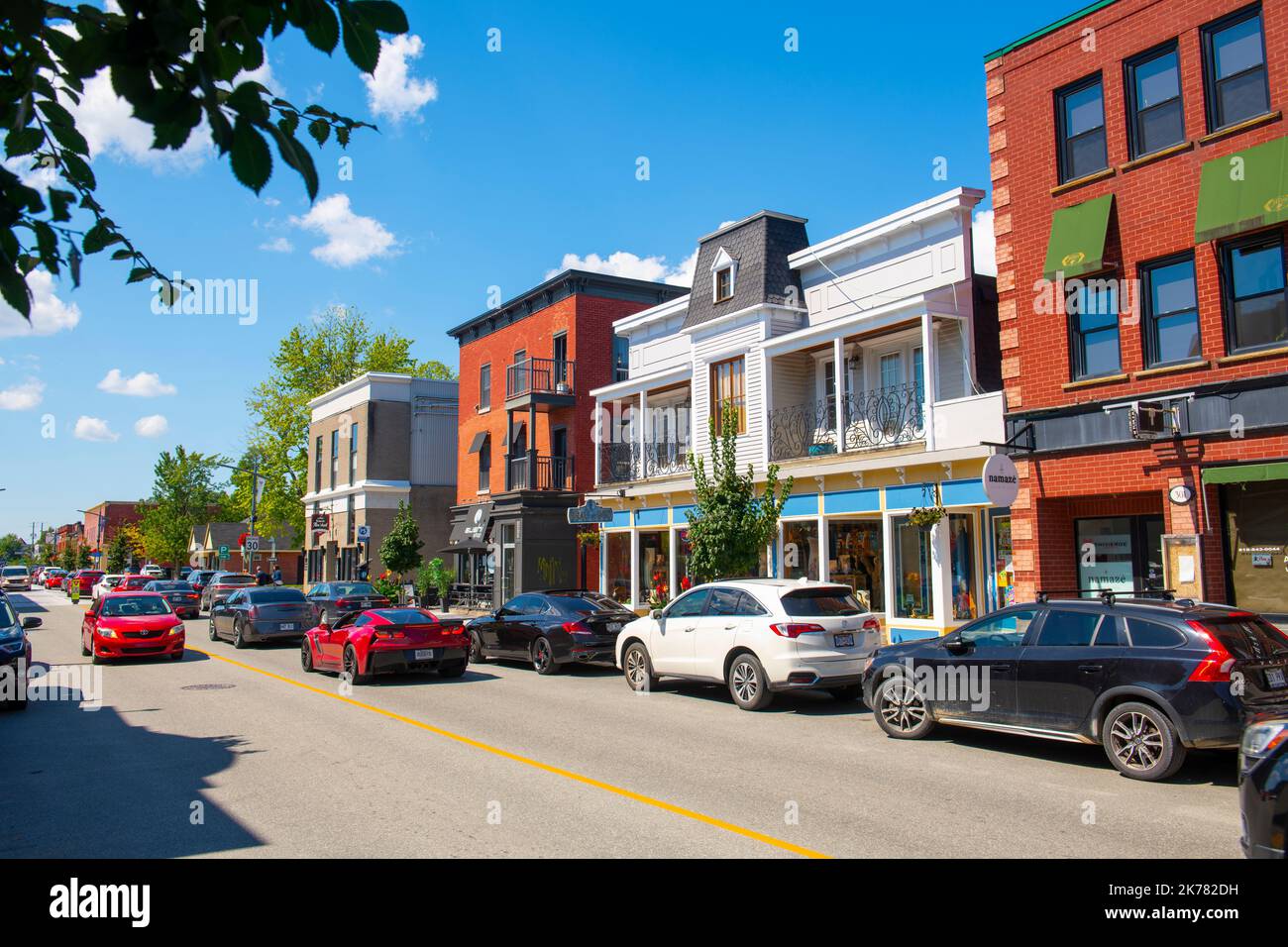Historic commercial buildings on Rue Principale O Street in downtown ...