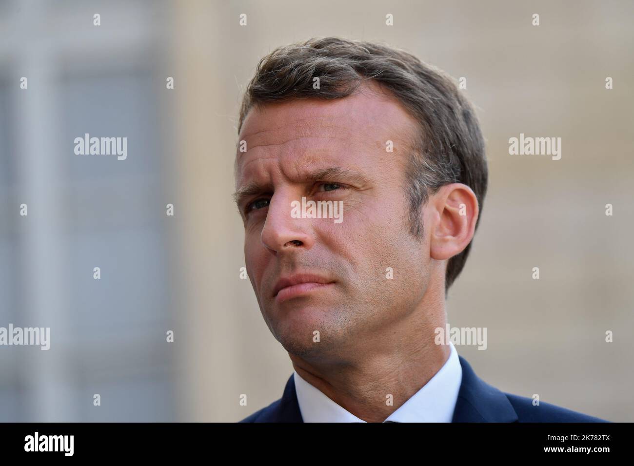 Portrait of the President of the French Republic, Emmanuel Macron at ...