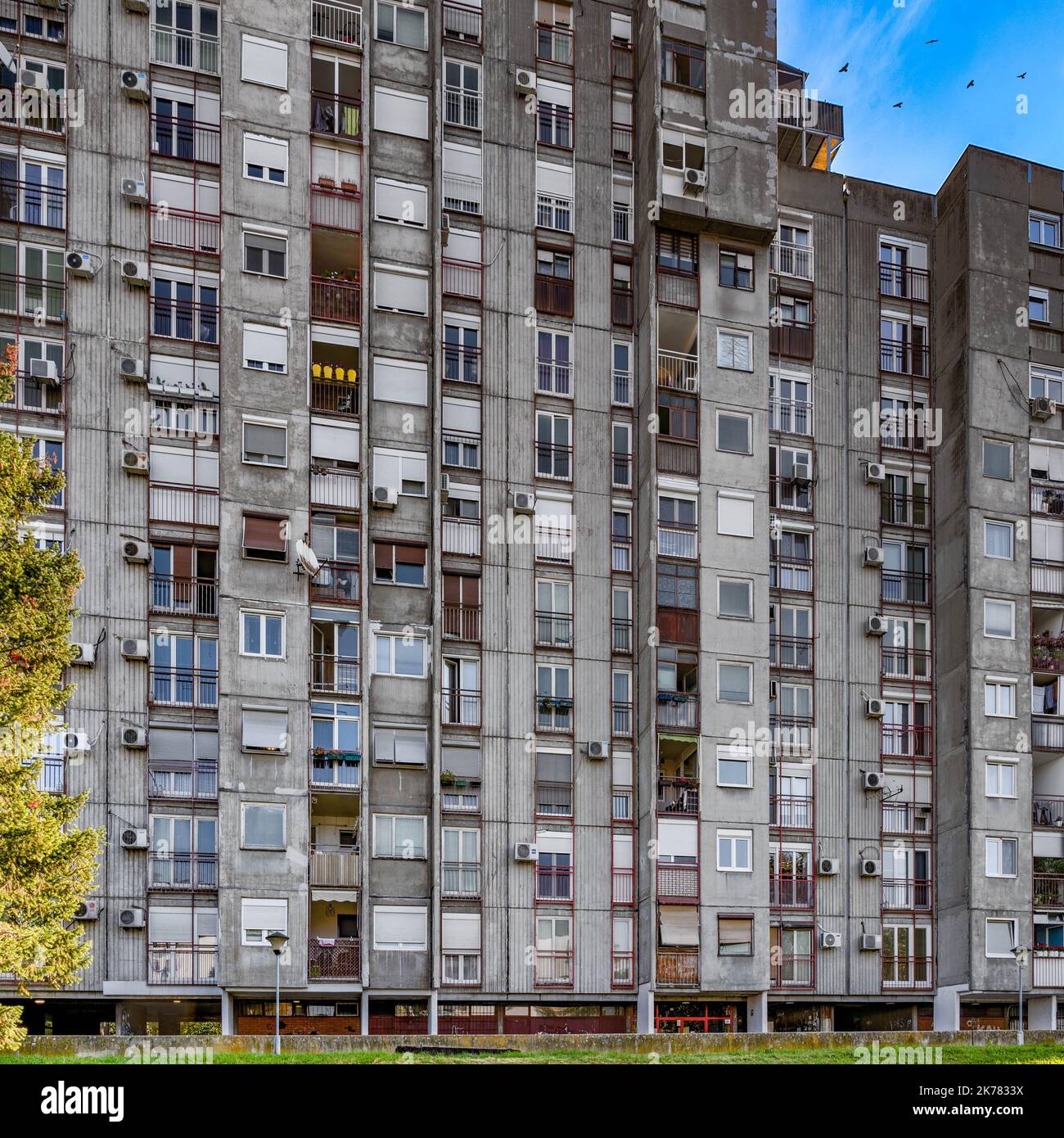 Apartment building complex in New Belgrade, Serbia, on a sunny October ...