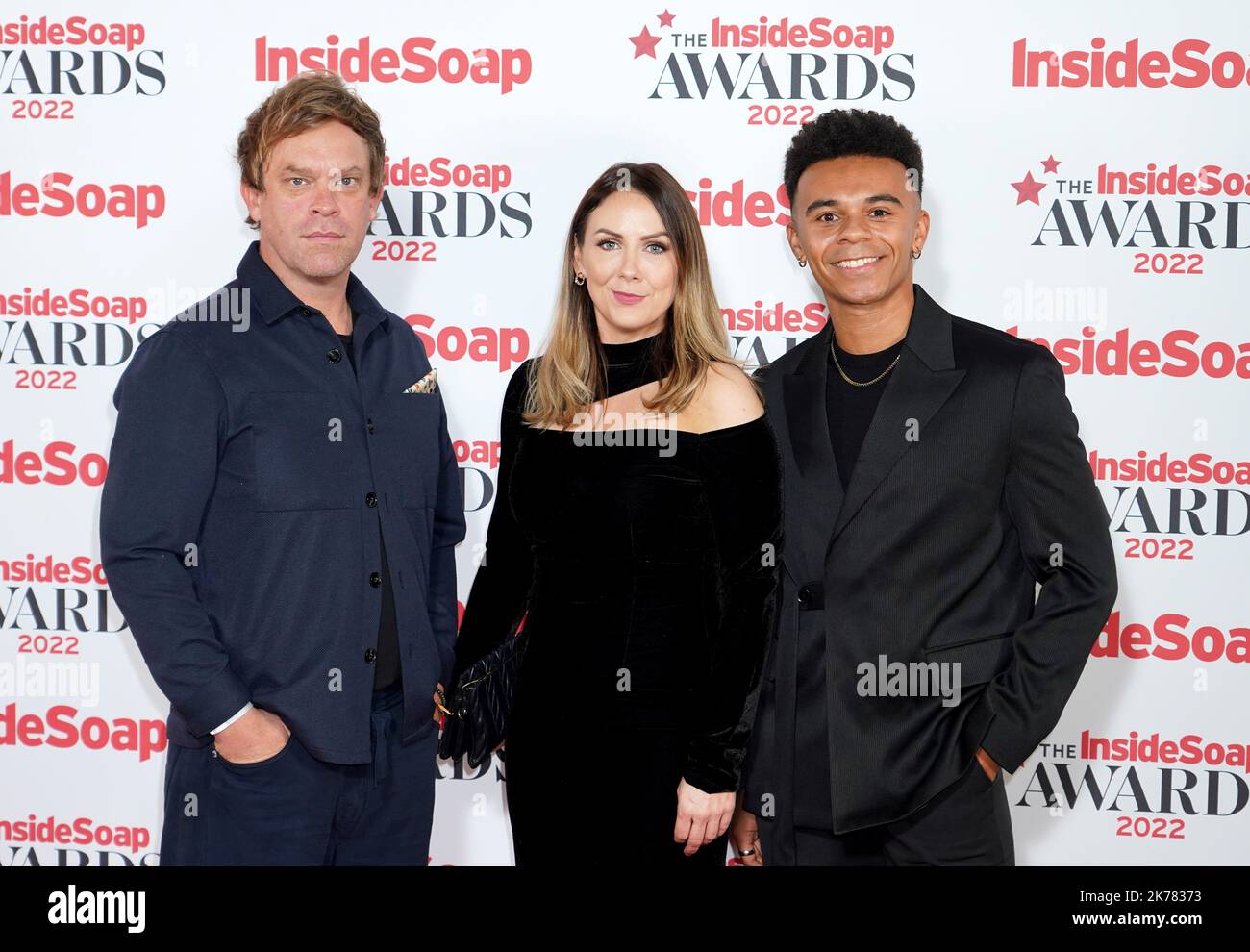 William Beck, Elinor Lawless and Milo Clarke at the Inside Soap Awards ...