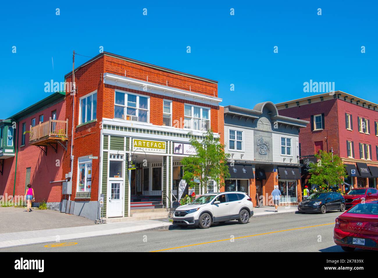 Historic commercial buildings on Rue Principale O Street in downtown ...