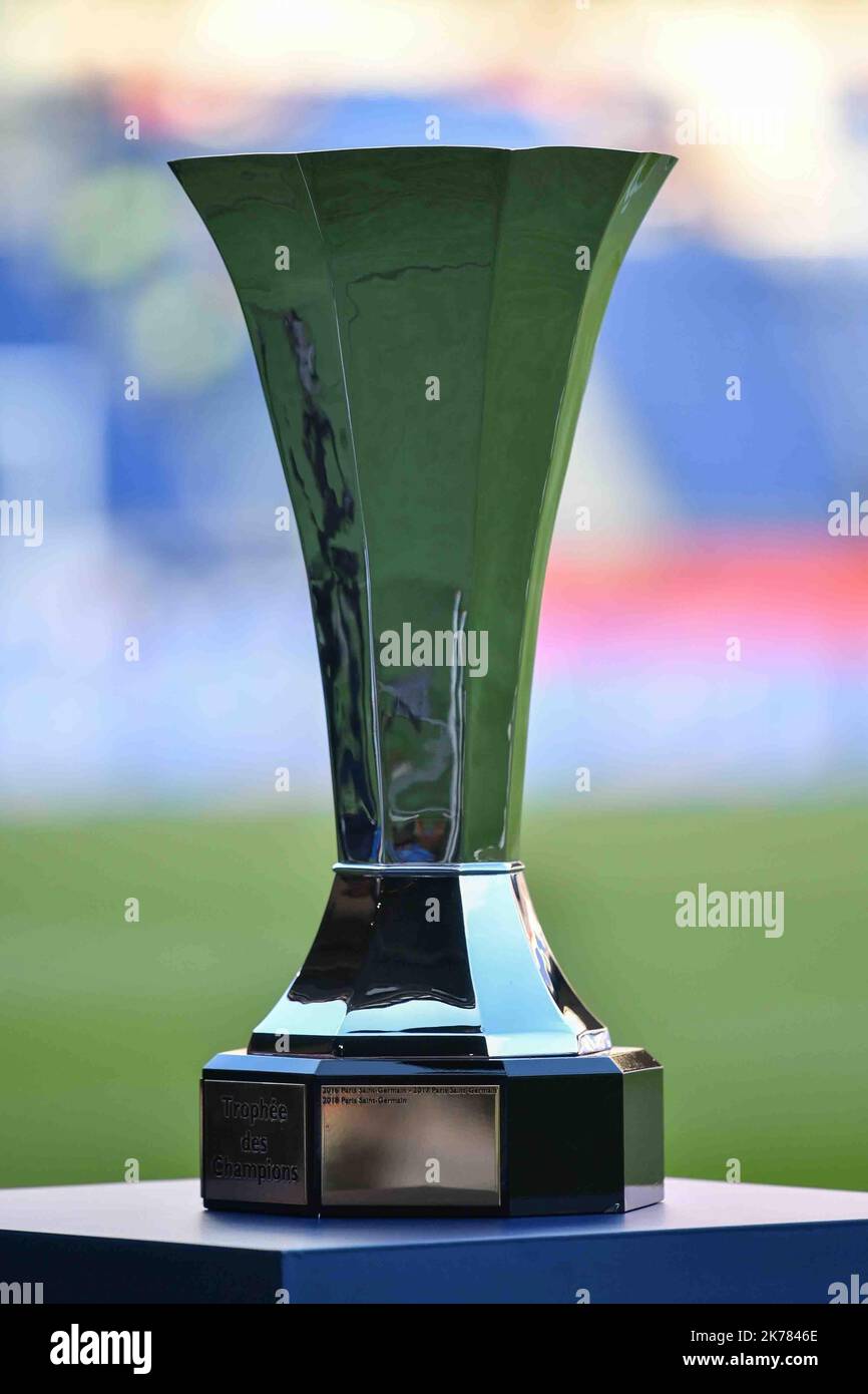 French Champions trophy is shown during the french Ligue 1 match ...