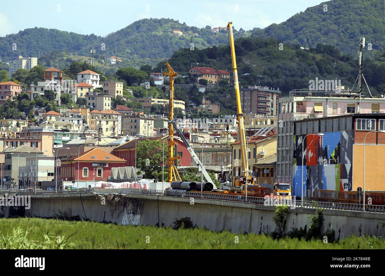 August 13, 2019 shows a general view of Genoa, on the eve of the ...