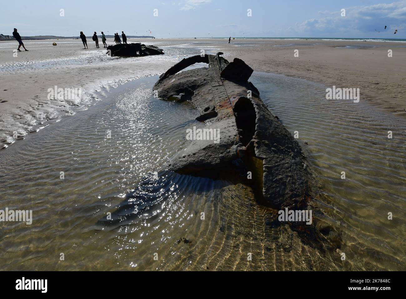 The wreck of a German submarine from World War One, which ran aground ...