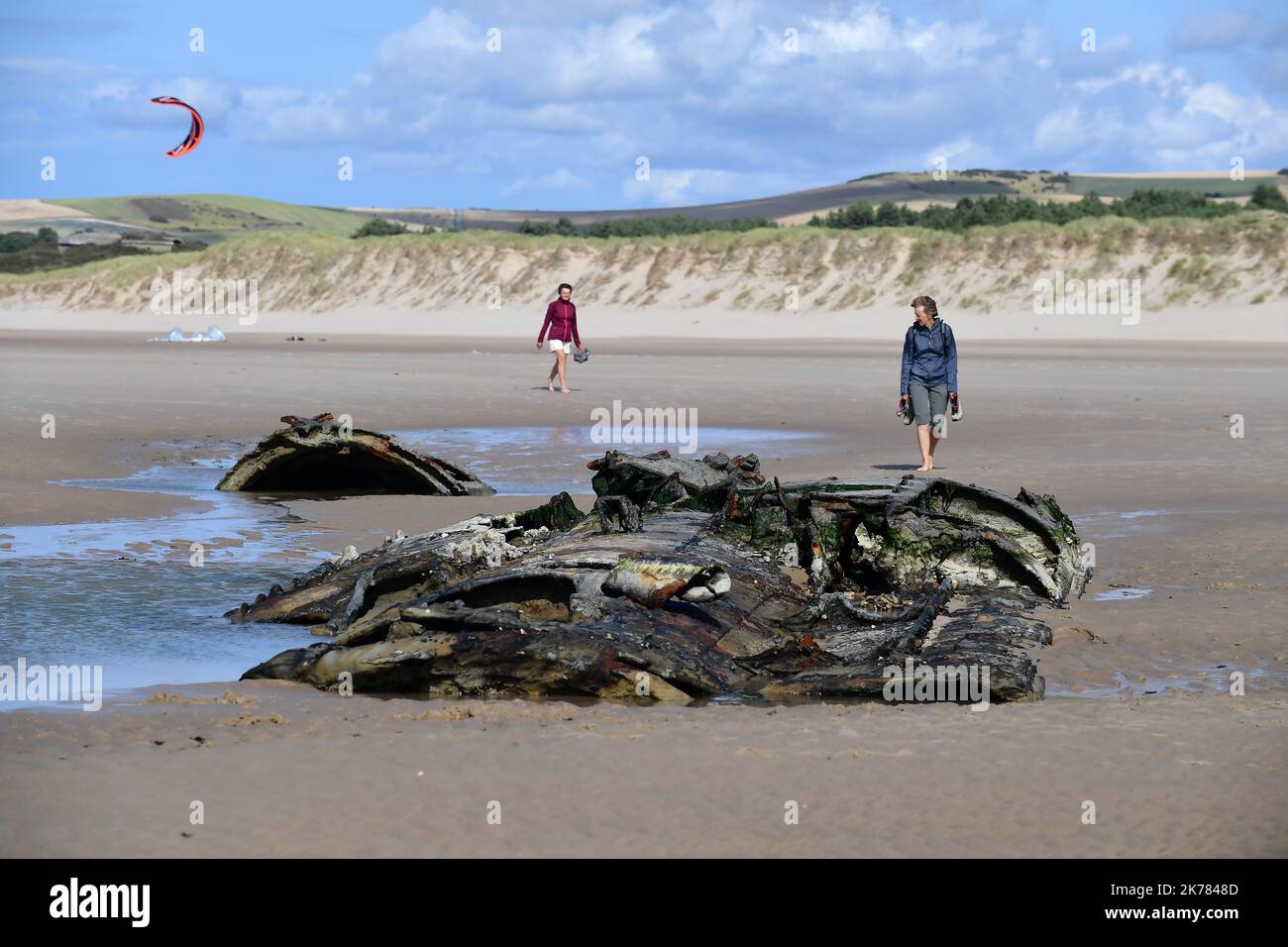 The wreck of a German submarine from World War One, which ran aground ...