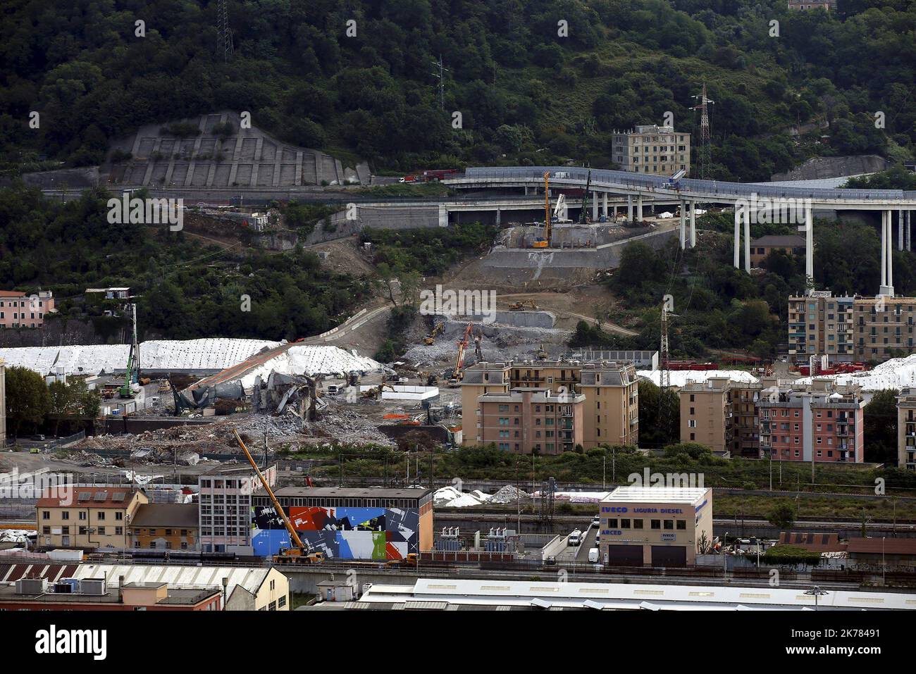 August 13, 2019 shows a general view of Genoa, on the eve of the ...