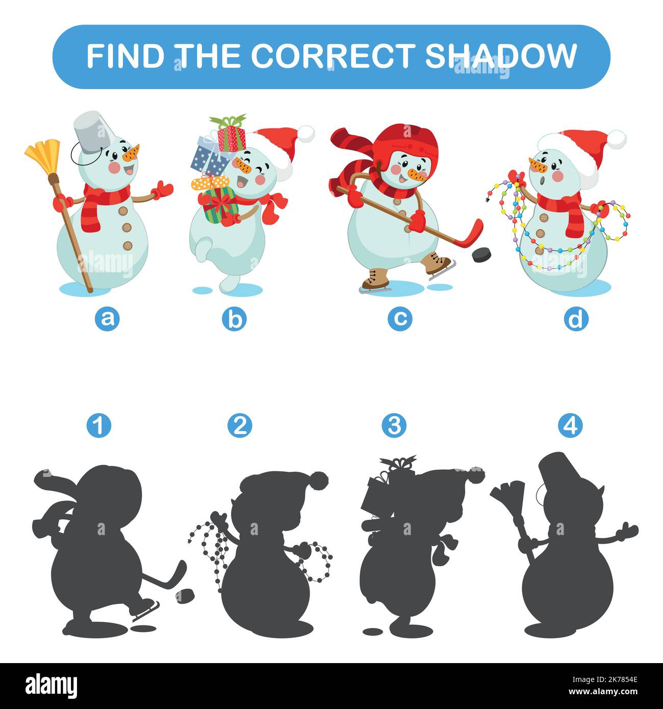 Educational game for children, find the shadow. Choose the right shadow ...