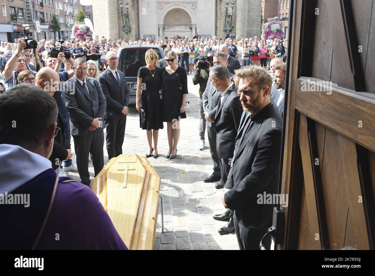 Guests attend the funeral of Electronic music composer Fred Rister who ...