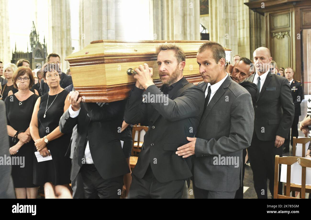 Guests attend the funeral of Electronic music composer Fred Rister who ...