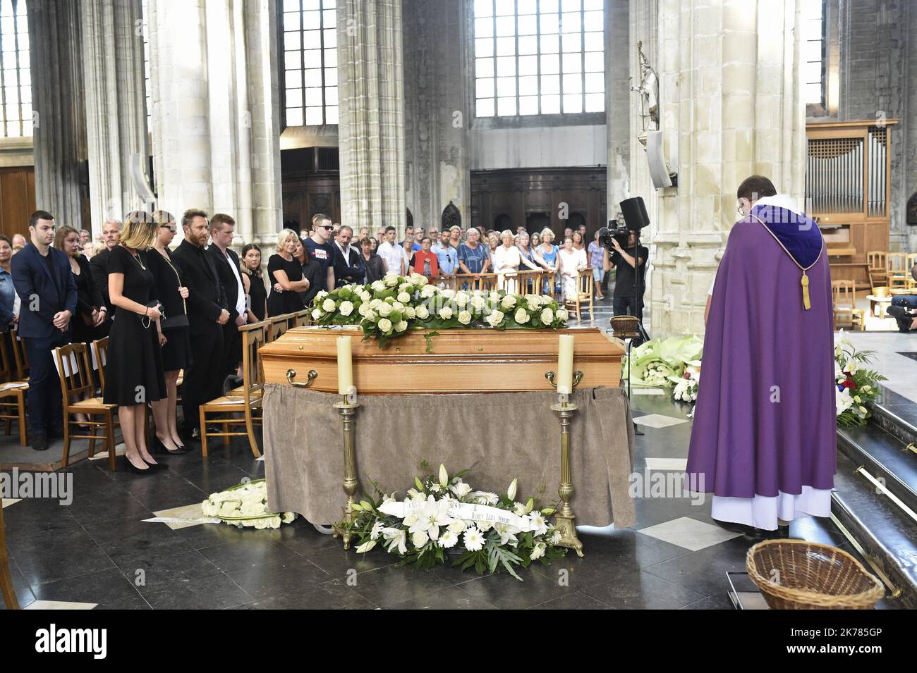 Guests attend the funeral of Electronic music composer Fred Rister who ...